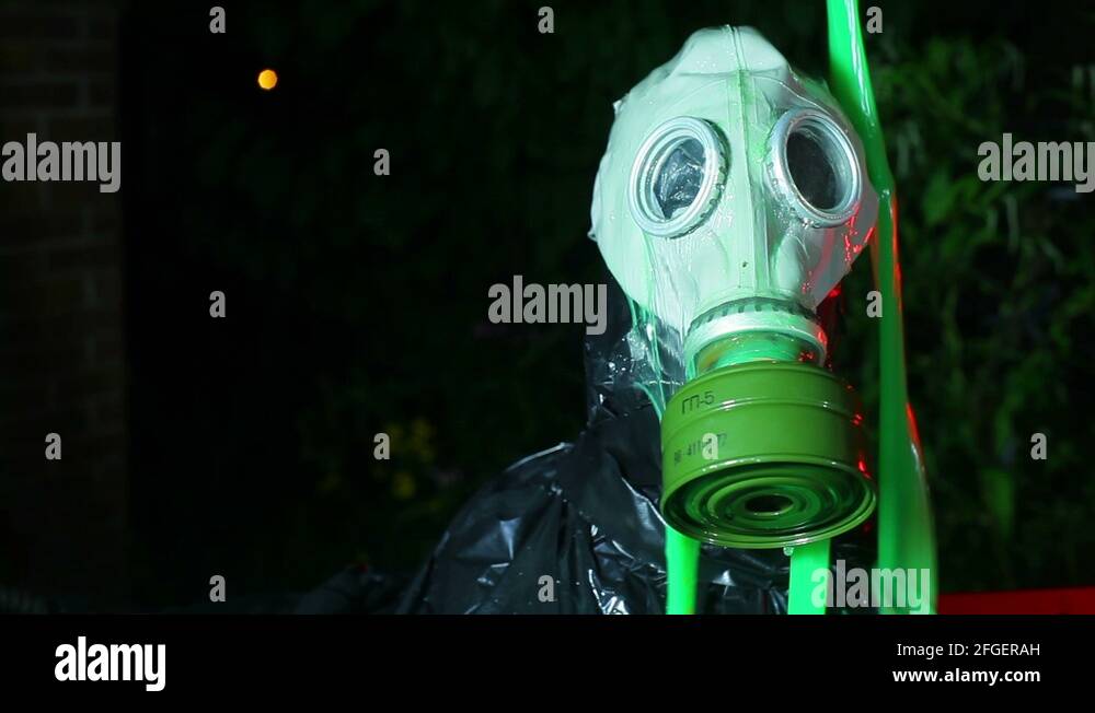 gas mask covered in slime ooze Stock Video Footage - Alamy