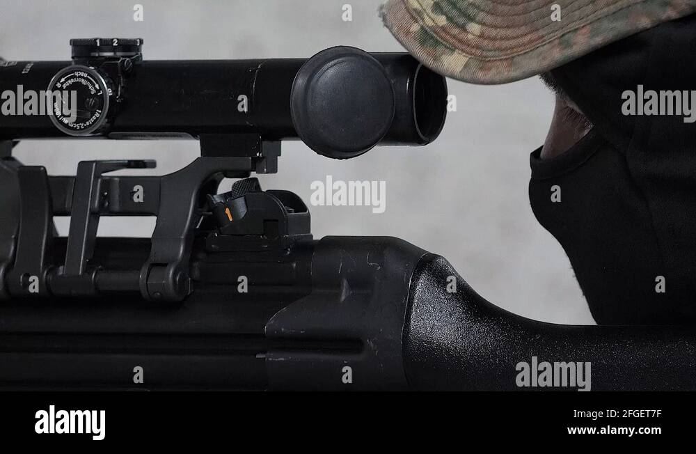 Soldier firing HK G3 assault rifle – Detail Telescope Stock Video ...