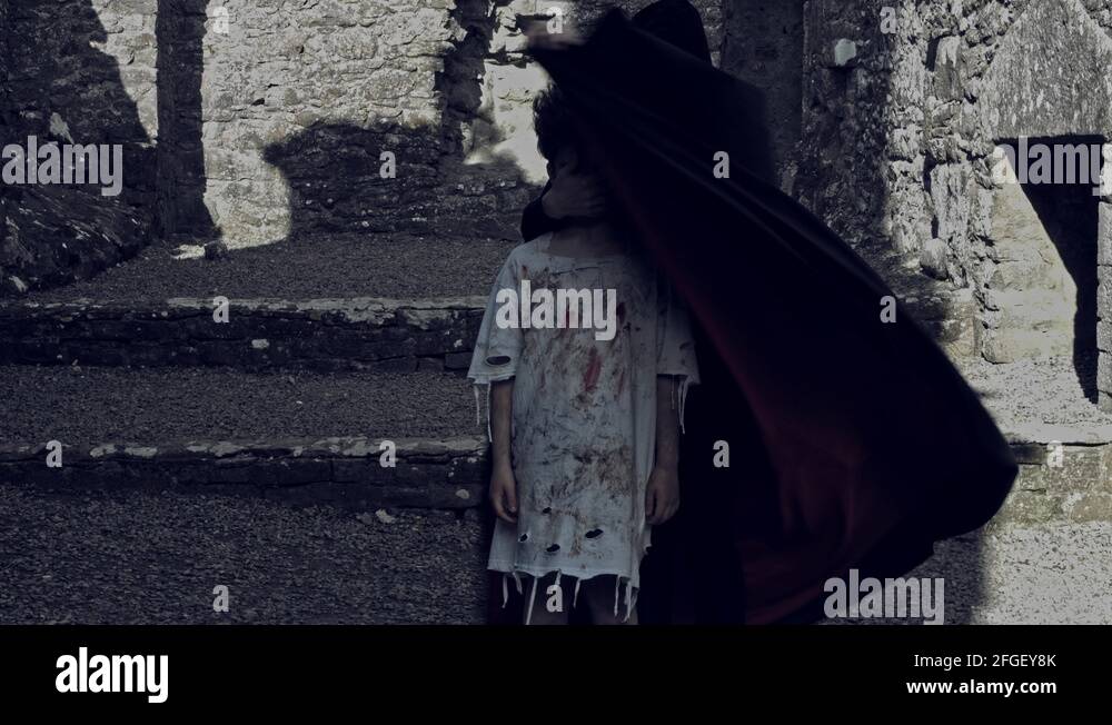 4k Horror Shot of an Abandoned Child Being Kidnapped by a Dark Creature ...