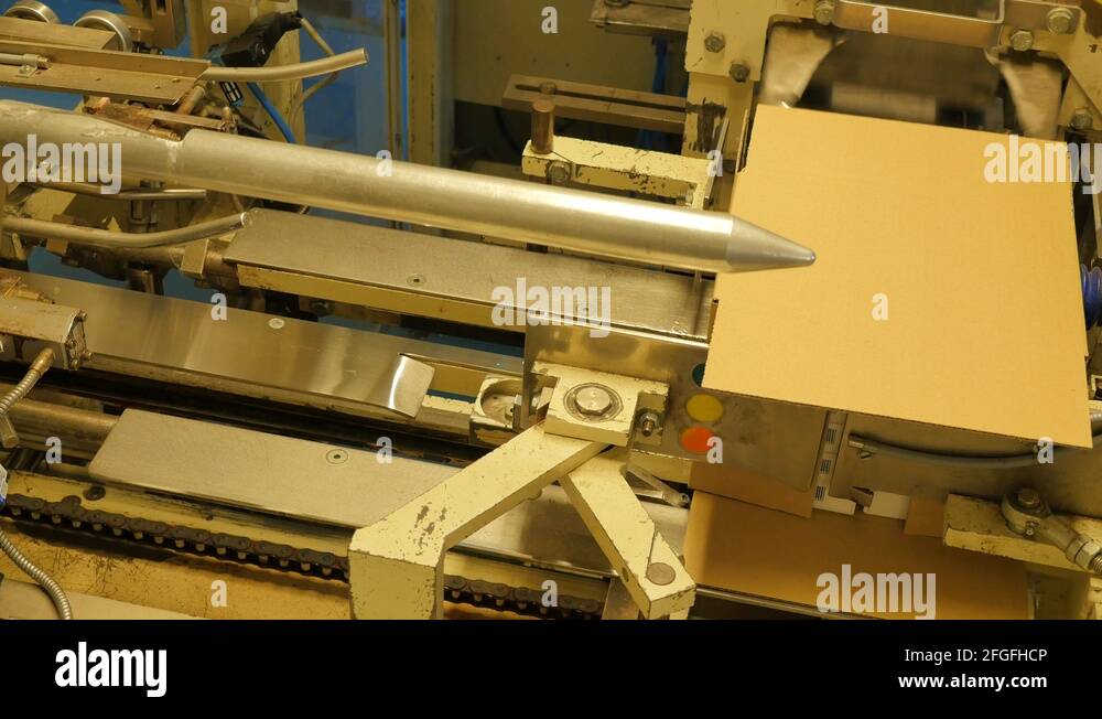 Folding cardboard boxes on a conveyor belt in a rice factory – 4K Stock ...