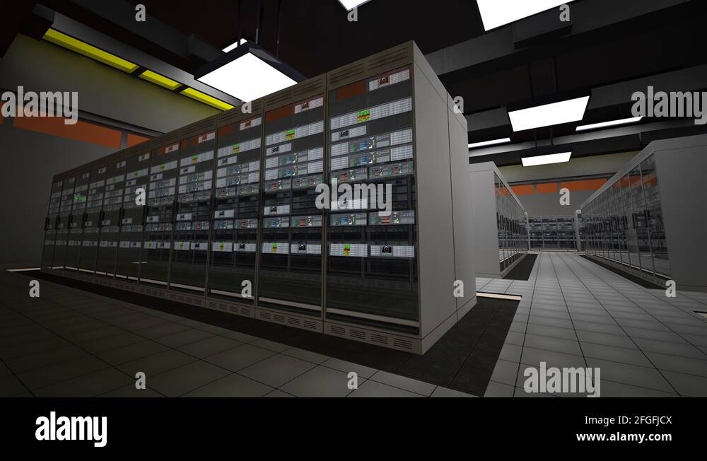 4K Data Center Server Room 3D Animation 1 Stock Video Footage - Alamy