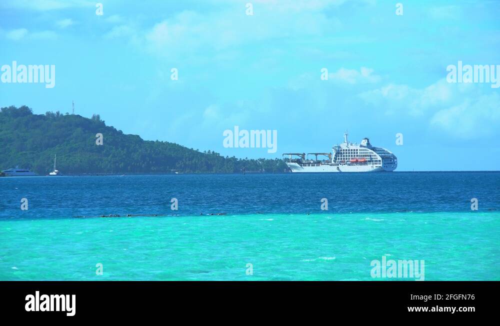 Bora Bora, French Polynesia - June 2016: Aranui Cruise cargo ship ...