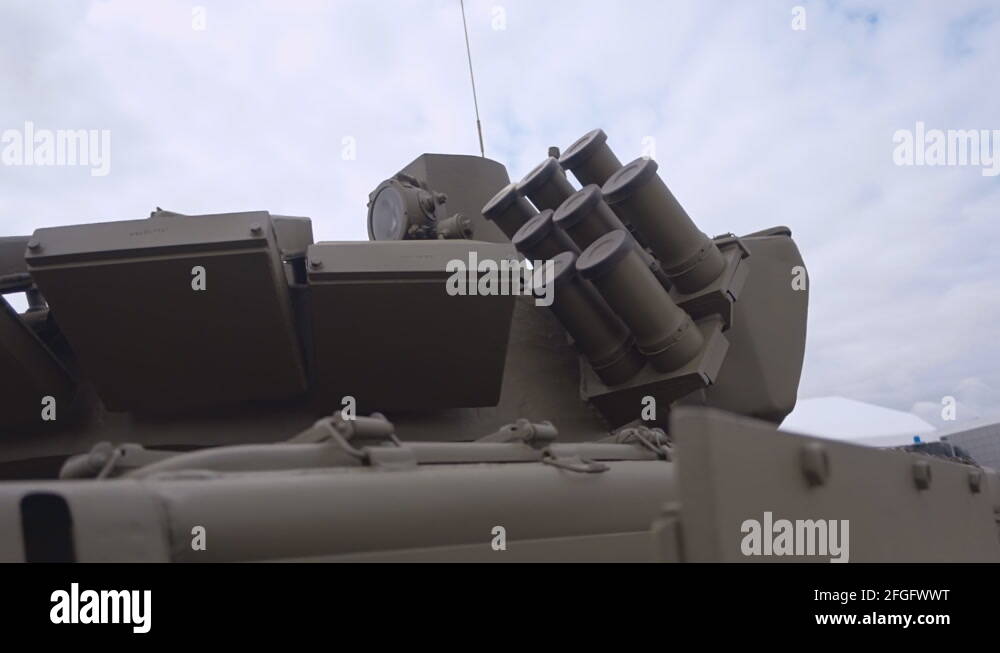 Dynamic protection and other military equipment on the turret and board ...