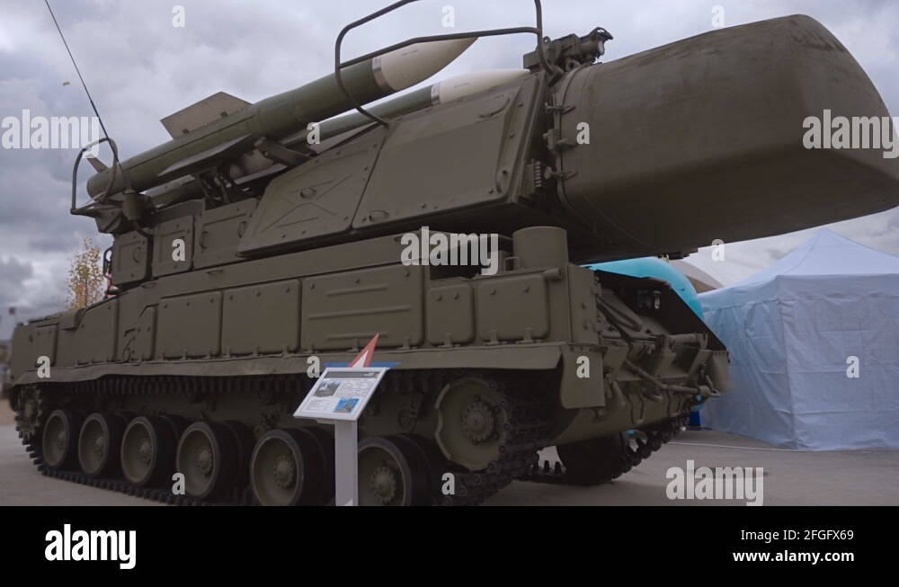 Russian anti-aircraft missile system of medium-range air defense Stock ...
