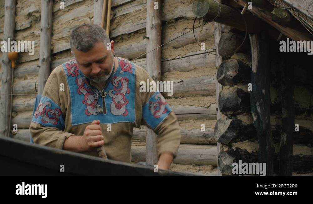 Life of Civilian People at the Village. Dressed in Medieval Clothing ...