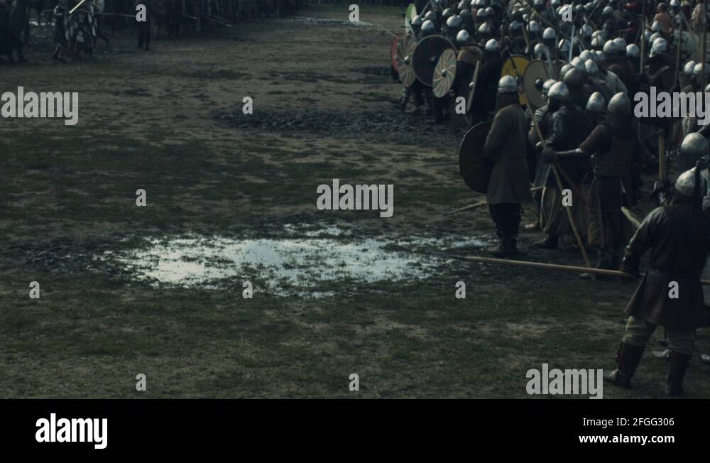 Crowd of People Dressed like Viking Warriors Advancing During Slavs and ...