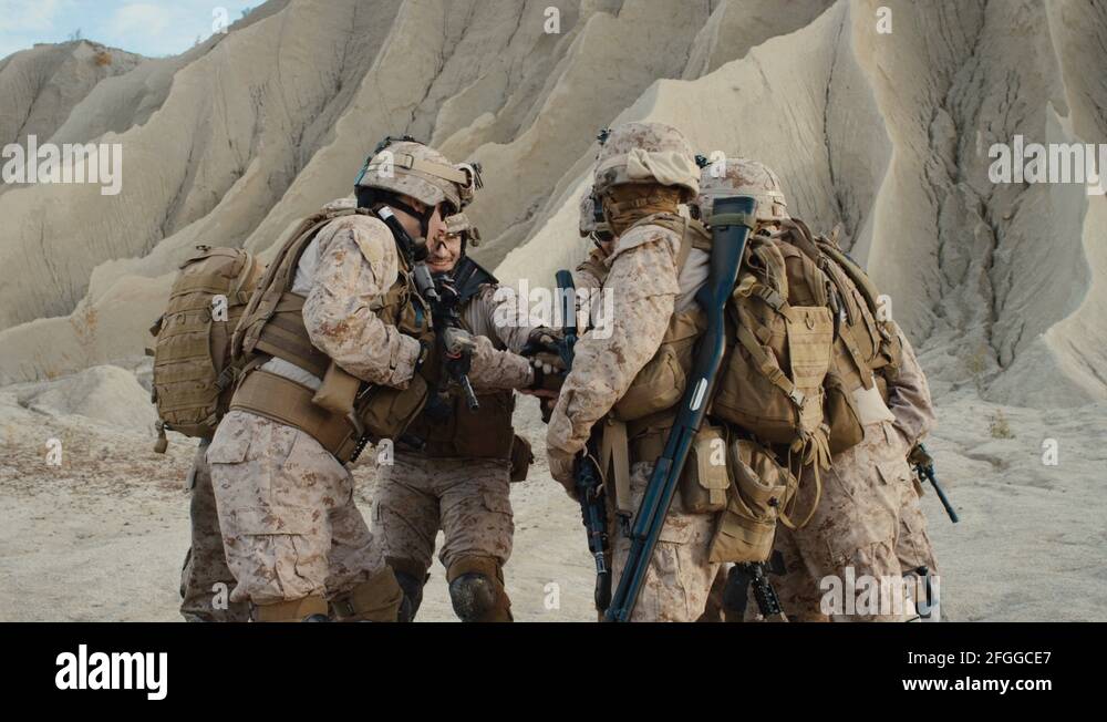 Group of Soldiers are Standing in a Circle and Staking Hands as Symbol ...