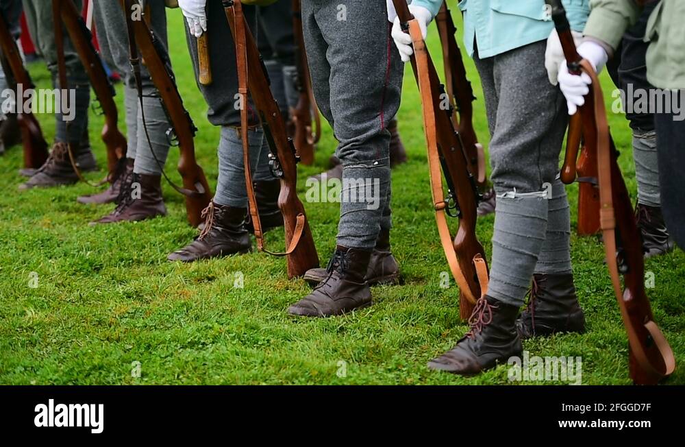 Historical military reenactment with soldier uniforms from World War ...