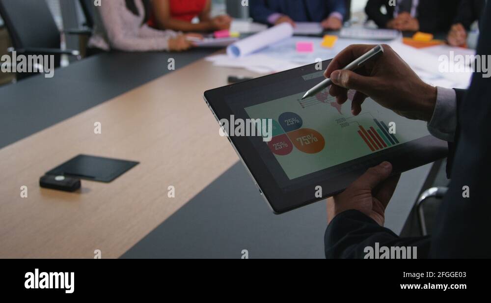 4k, Business people with digital touch screen during a boardroom ...