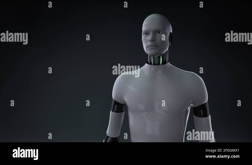 Robot cyborg open palm, Female Human body scanning lymphatic system ...