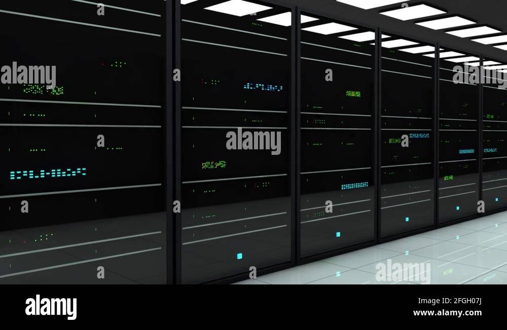 Server room. LED lights are flashing Stock Video Footage - Alamy