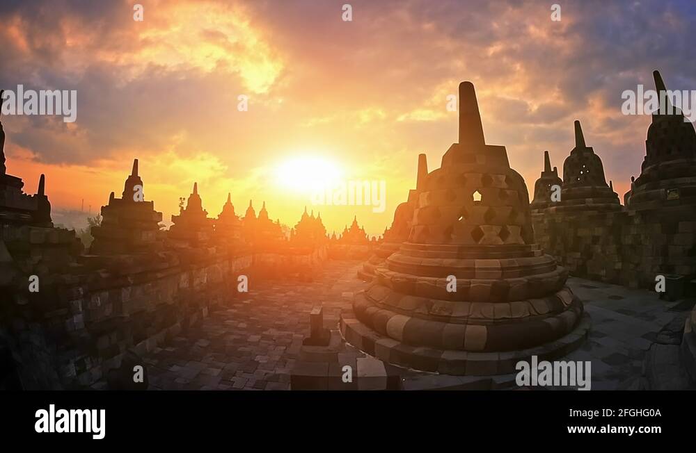 Borobudur temple sunrise borobudur buddhist temple sunset Stock Videos ...