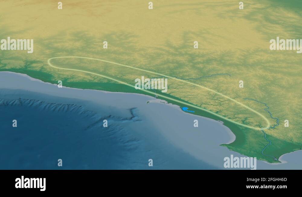 Revolution around Darling mountain range - glowed. Relief map Stock ...