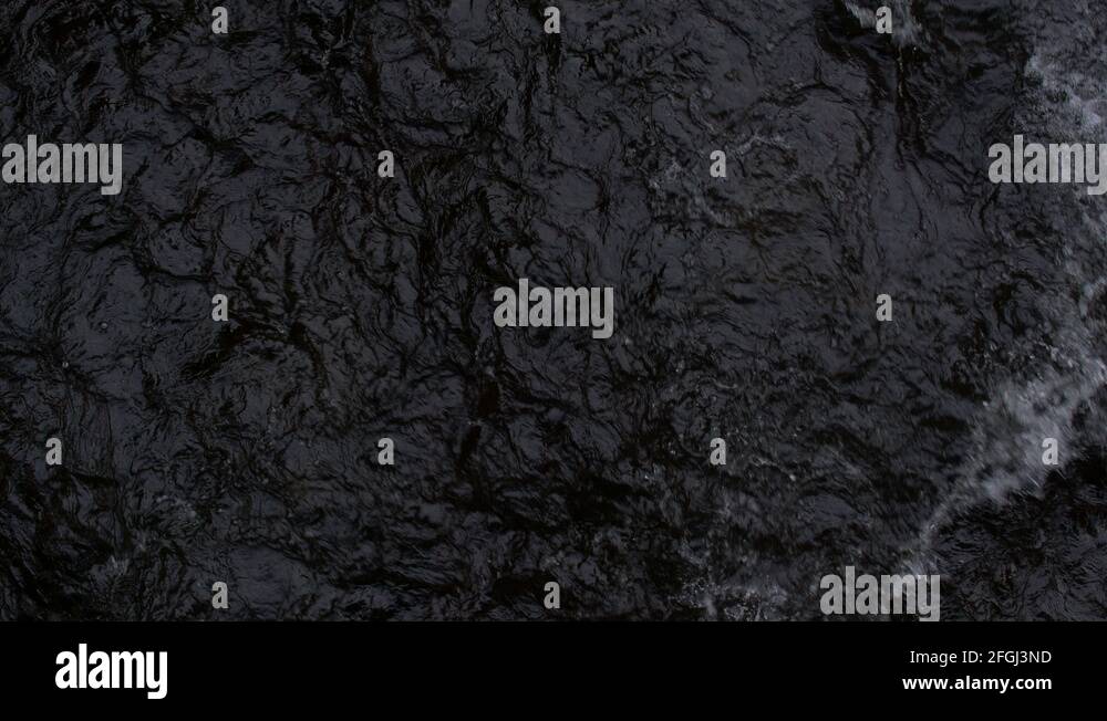 Shot of water before it goes over a waterfall and following it over the ...