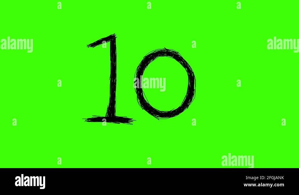 4K Number 10 Scribble Green Screen Animated Doodle Stock Video Footage ...