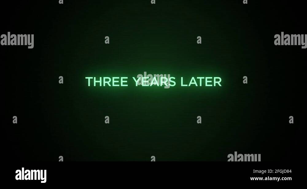 Glitchy Futuristic Action Movie Credit Text Three Years Later Stock ...