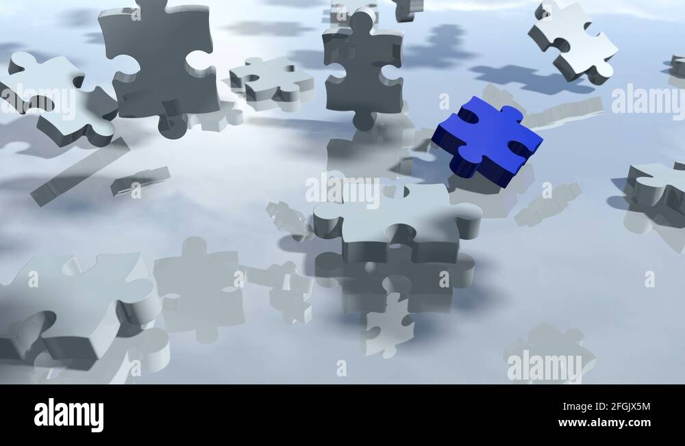 Animated puzzle pieces design in particles. 3D rendering 4K Stock Video ...