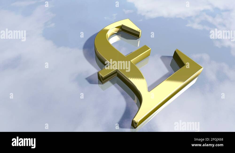 Animated falling shiny english Pound money sign. 3d rendering 4K Stock ...