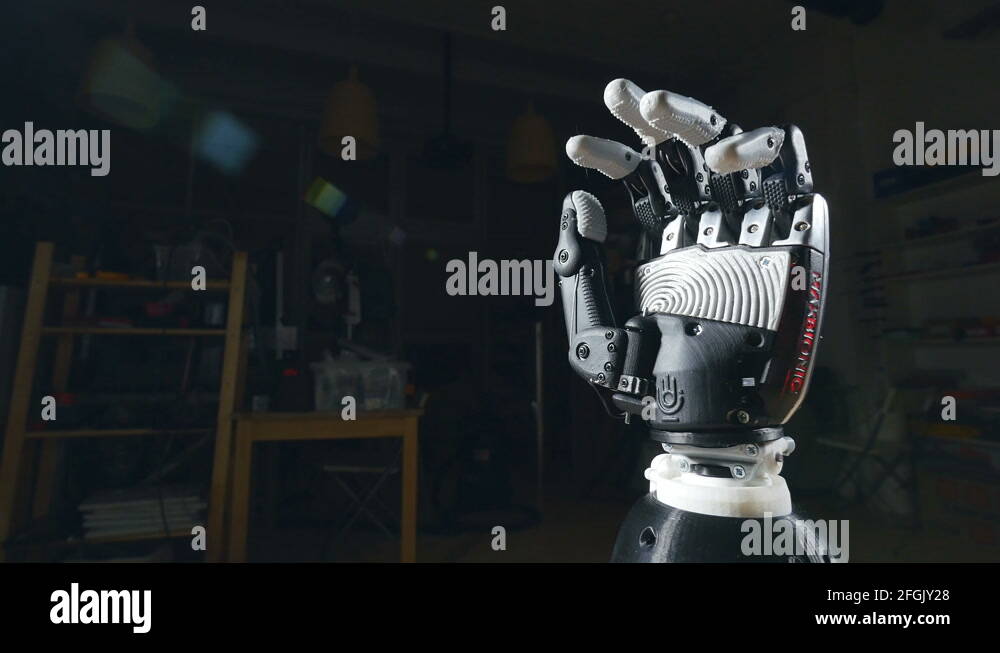 Innovative science concept. Cyber hand, futuristic robotic arm ...