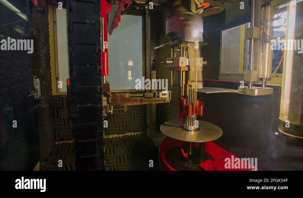 Machine is turning around very fast in the production process Stock ...