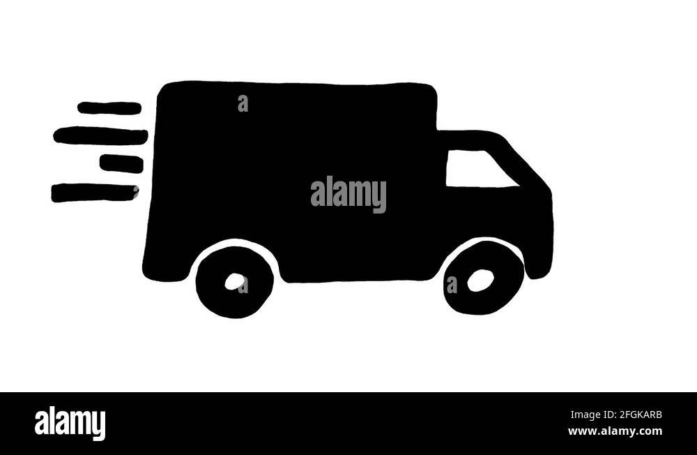 Delivery Truck Moving Scribble Animation Doodle White Background Stock ...