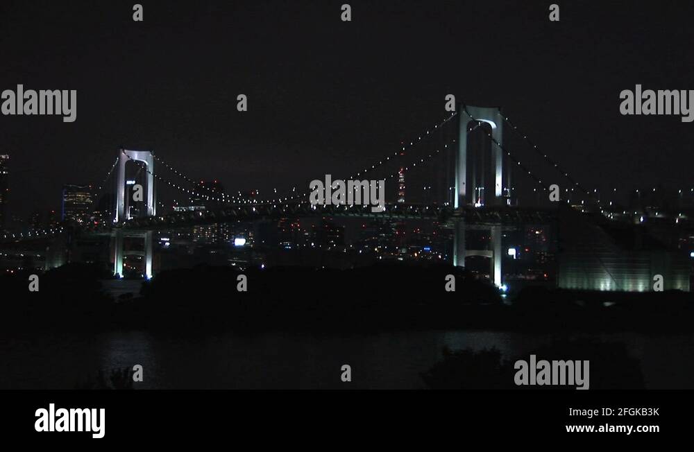 Tokyo Night View - Odaiba Bay and Rainbow Bridge. Tokyo, Japan, night ...