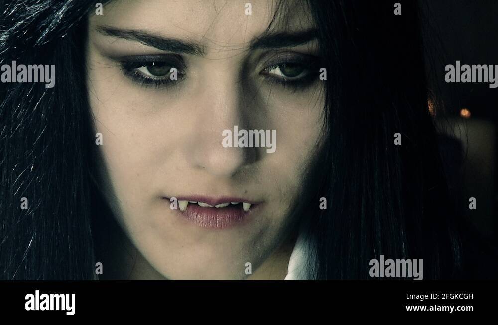Beautiful female vampire feeling sad Stock Video Footage - Alamy