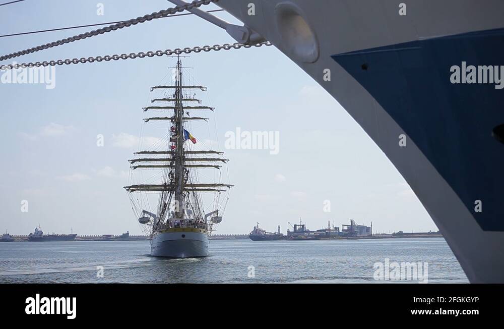 Sailing Ship Leaving Harbor Stock Video Footage - Alamy