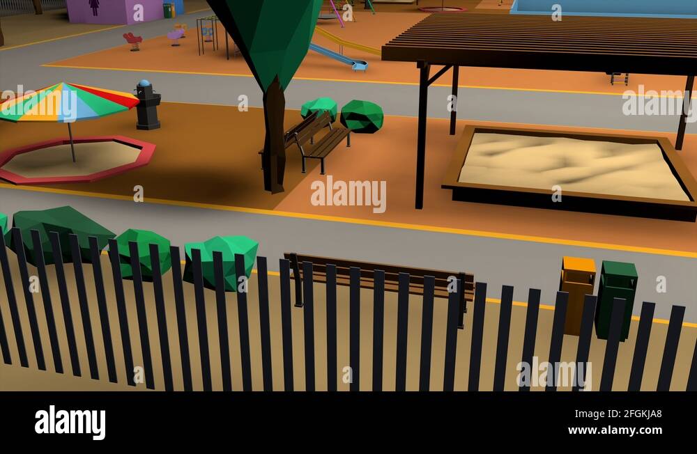 4K Low Poly Design Playground 3D Animation 1 Stock Video Footage - Alamy