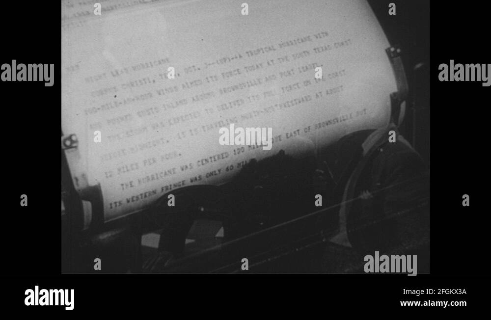 1950s: Letter in typewriter / Hands type on typewriter / Lines of text ...