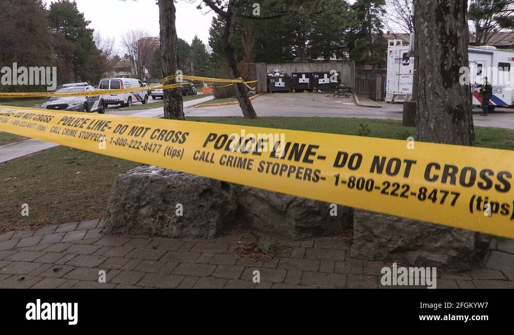 Police at shooting homicide crime scene in housing project in city ...