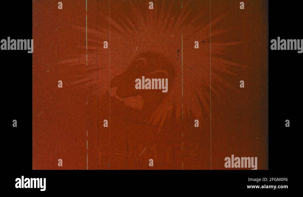 Animated. Cartoon bursts flash, fading into a caricature of Albert ...