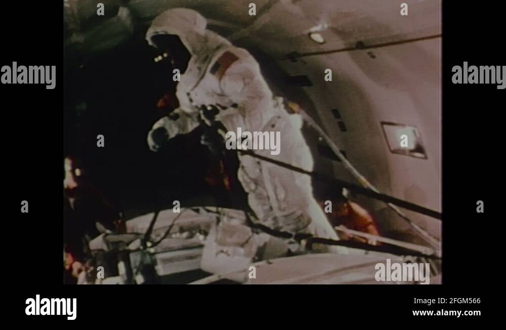 1970s: Astronauts train with equipment in weightless plane / View of ...