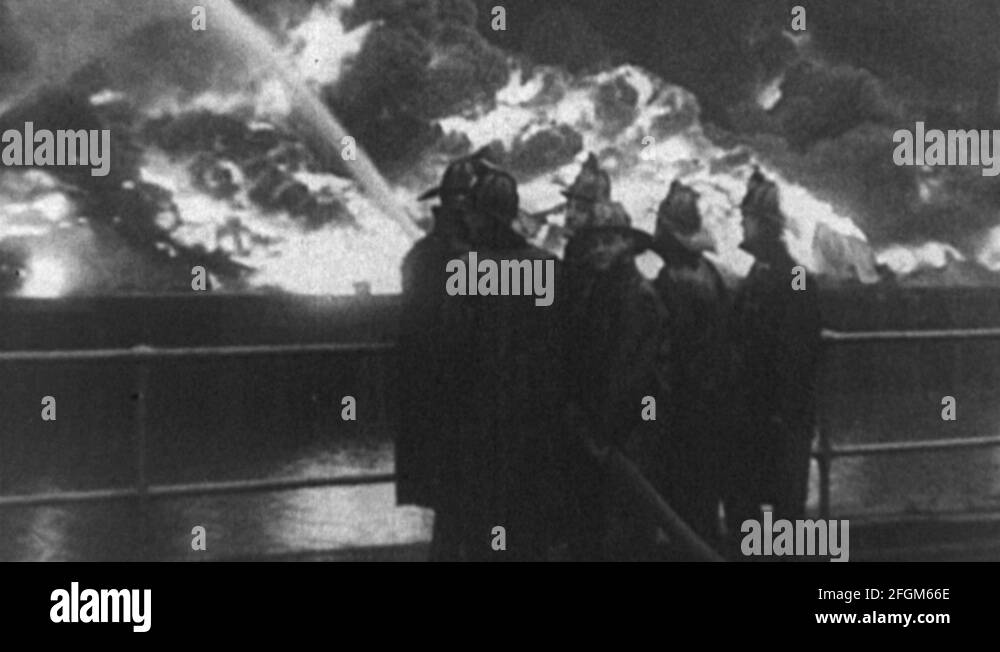 Firefighters Battle Fire Burning Building Bomb WW2 1940s Vintage Film ...