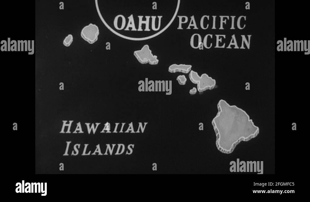 1940s: Animated map of Hawaii, Oahu, and Pearl Harbor Stock Video ...