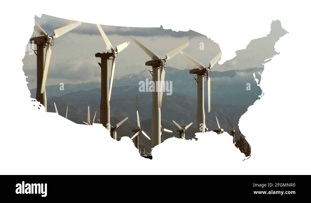 United States map wind turbines V4 - HD Stock Video Footage - Alamy