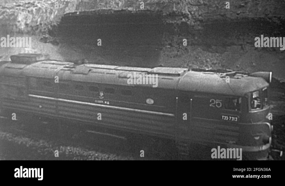 Coal Train Loaded Mining Boxcars Loaded Fuel 1970s Vintage Film ...