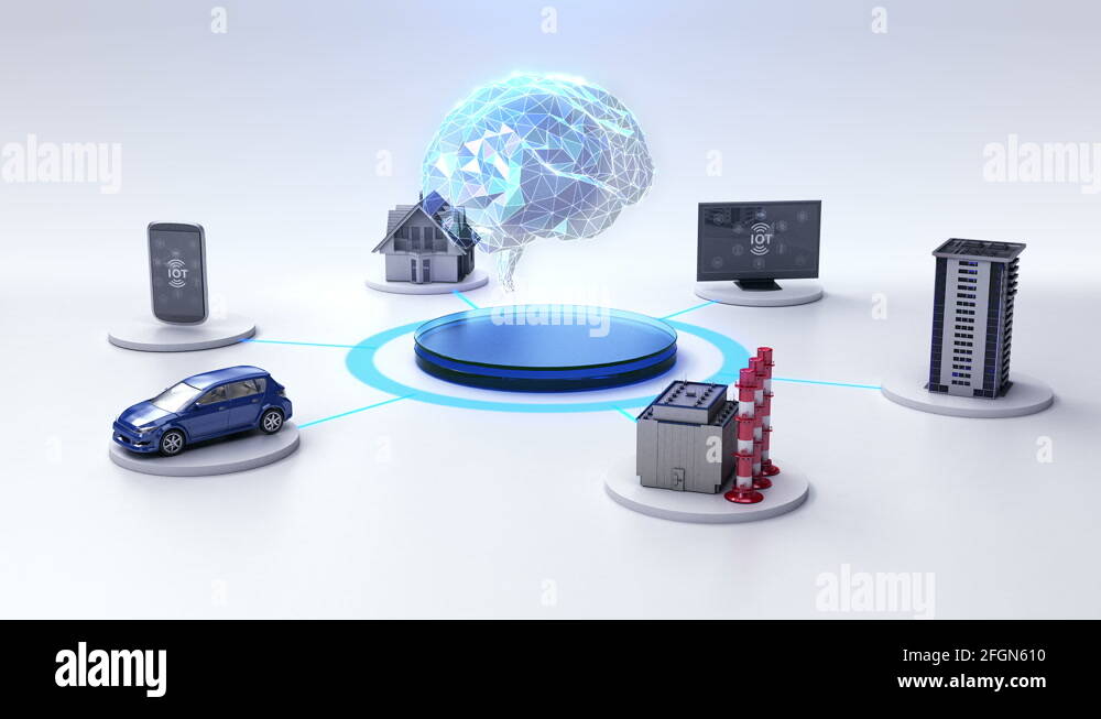 IoT connect brain shape, artificial intelligence. Internet of things ...