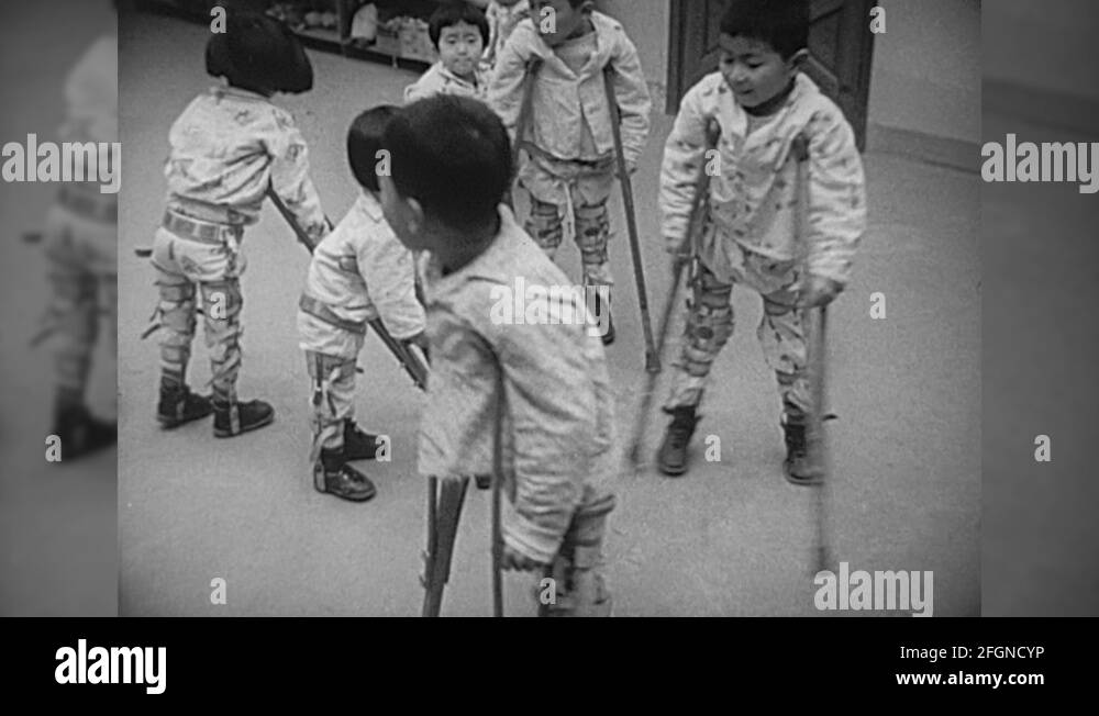 Korean Children Kids Polio Play Ball Class Braces Walk 1960s Vintage ...