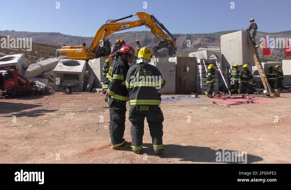 Earthquake just happened, two firefighters evaluate the damage from ...