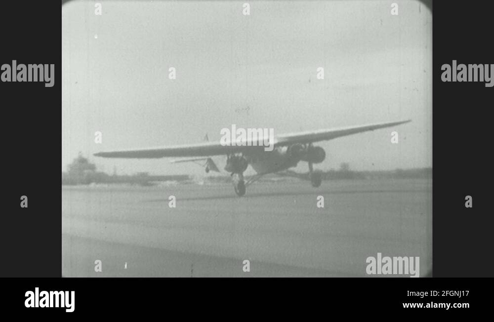 1960s: three propeller overhead wing airplane lifts off from runway ...