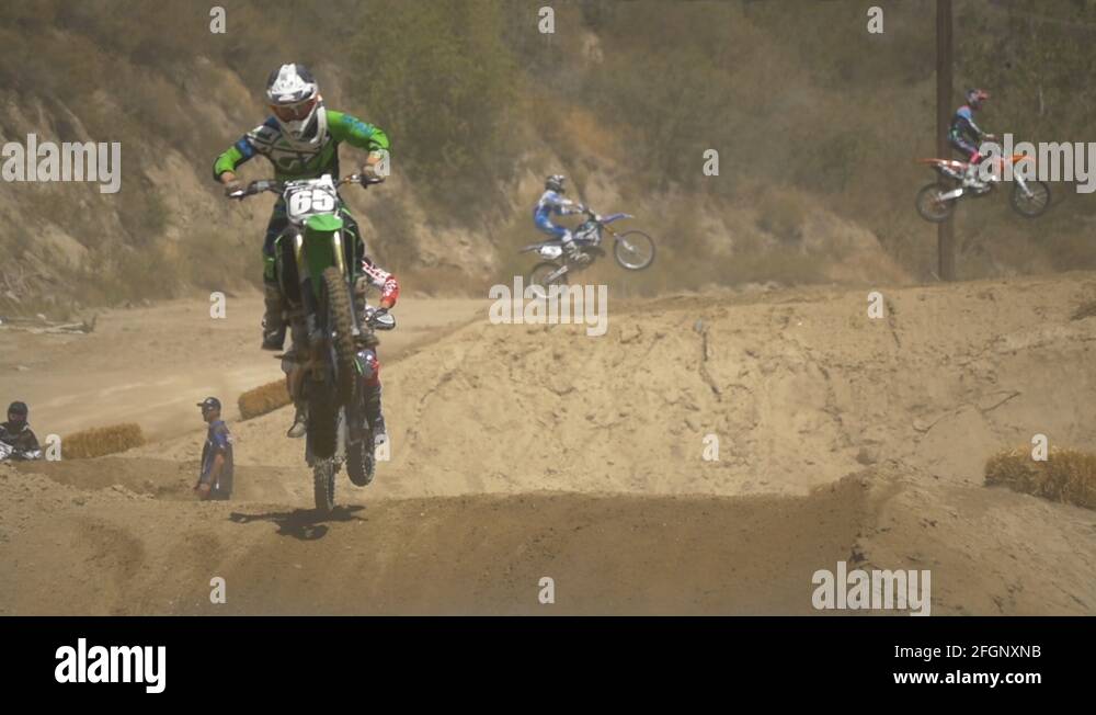 Motocross riders ripping through dirt track Stock Video Footage - Alamy