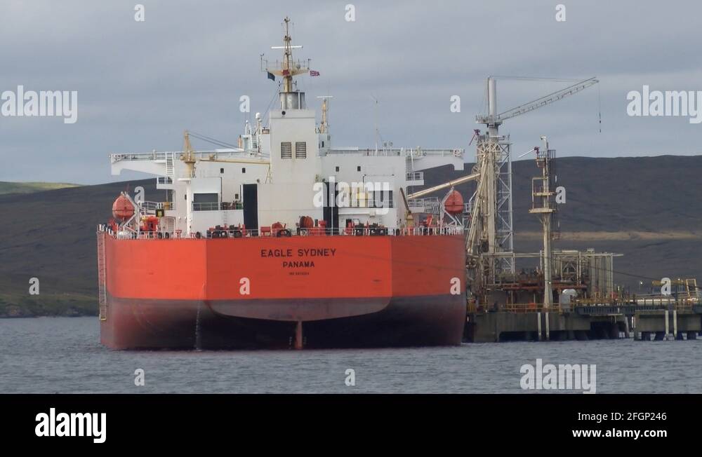 Tanker entering Sullom Voe Terminal in the Shetland Isles Stock Video ...