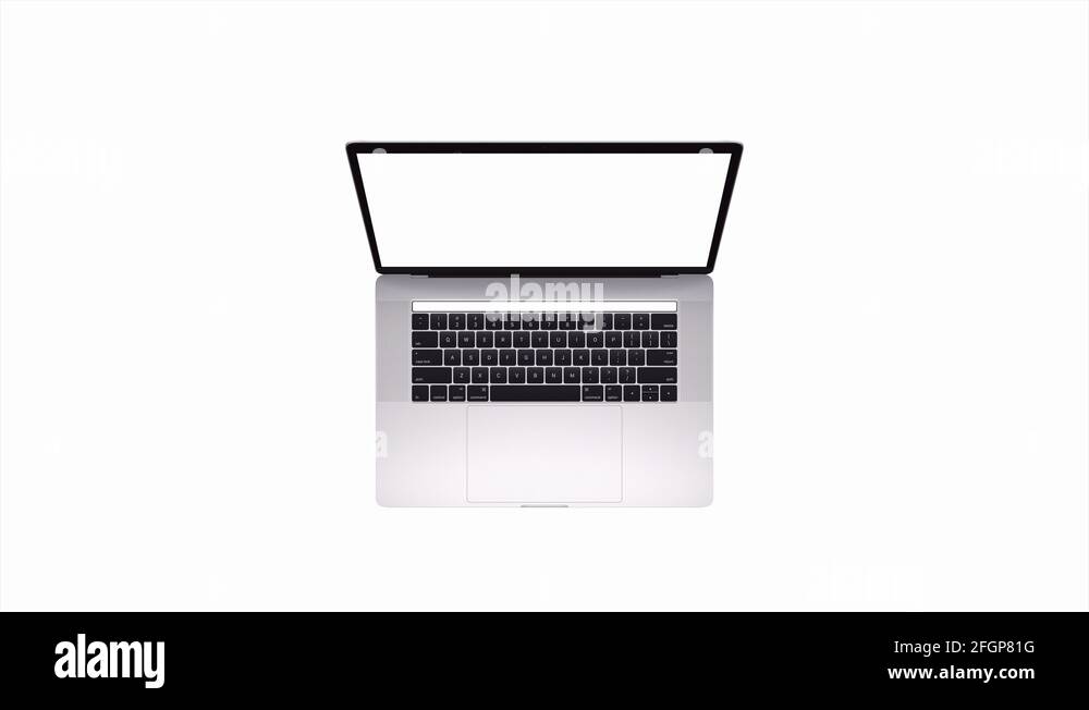 4K No Name Unbranded Laptop Top Down Shot, Blank White Screen, Isolated ...