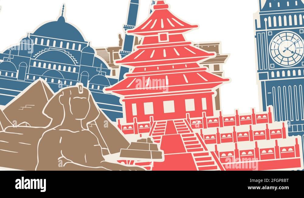 Animated Background Landmarks Stock Video Footage - Alamy