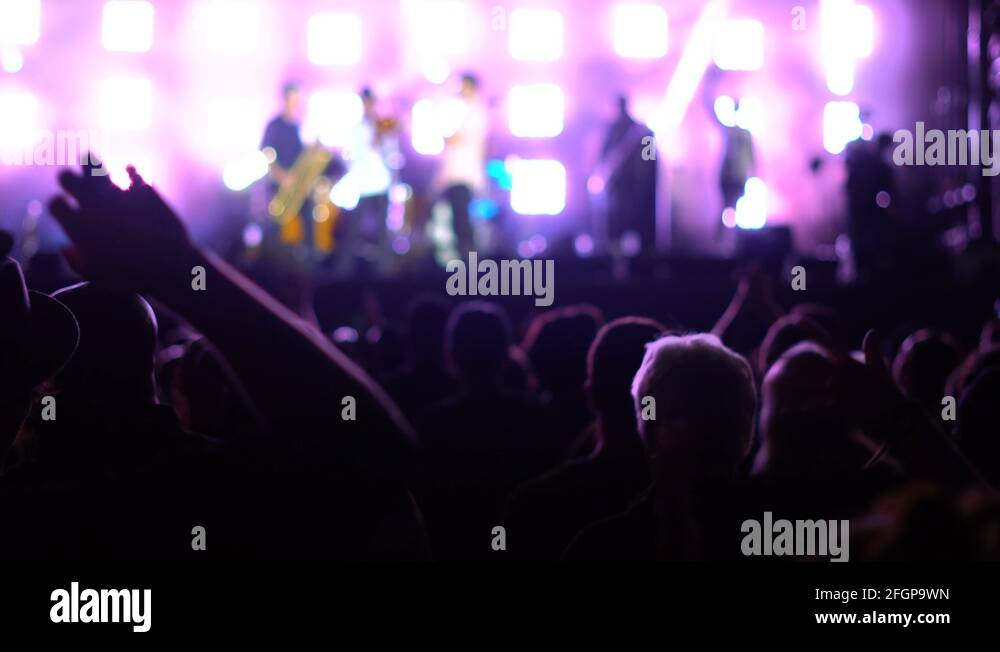 Cinematic footage of a happy crowd during a public concert Stock Video ...