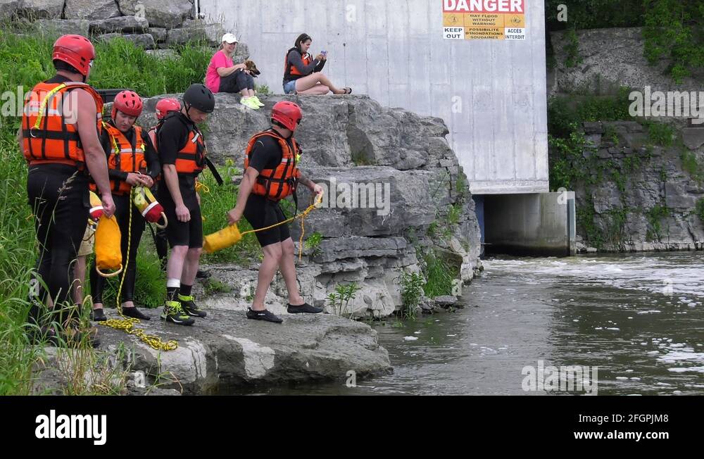 water rescue throwing rope to drowing victim practice 4k Stock Video ...