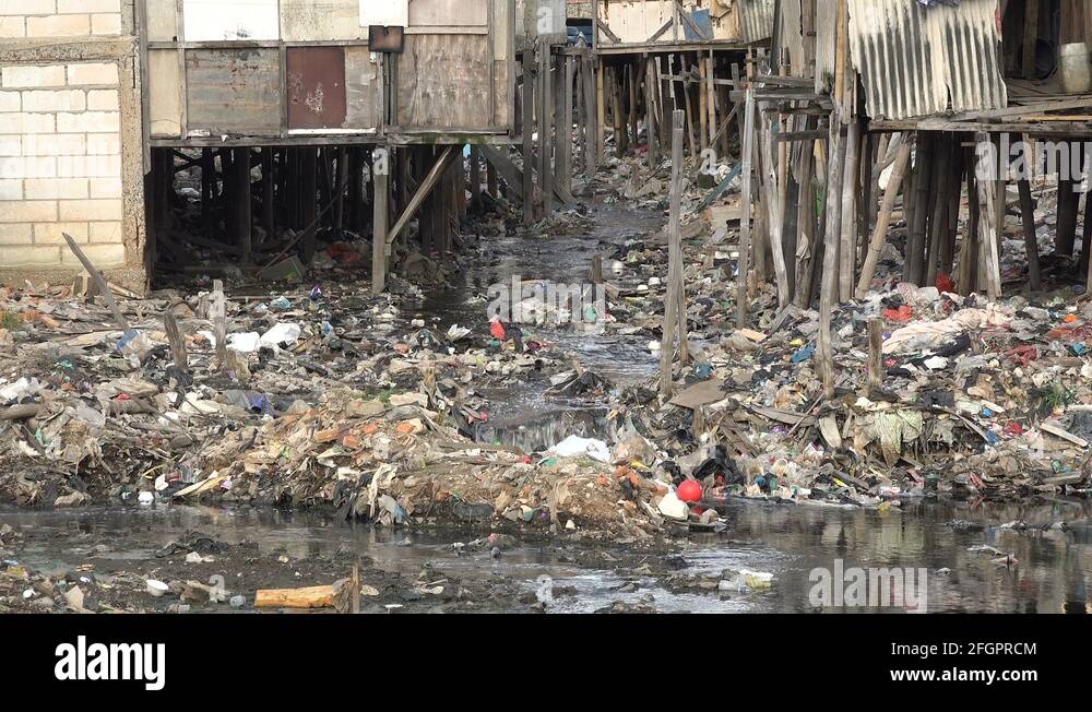 Polluted water in Jakarta slums, poverty Indonesia Asia Stock Video ...