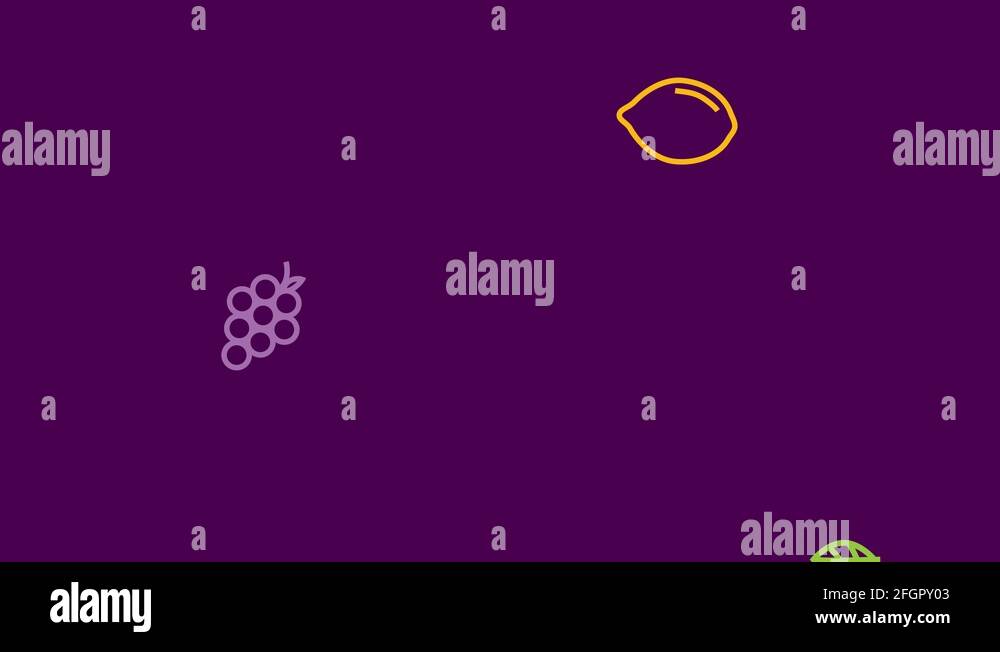 Falling Fruits Motion Graphics Animation on Purple Background. 4K Stock ...