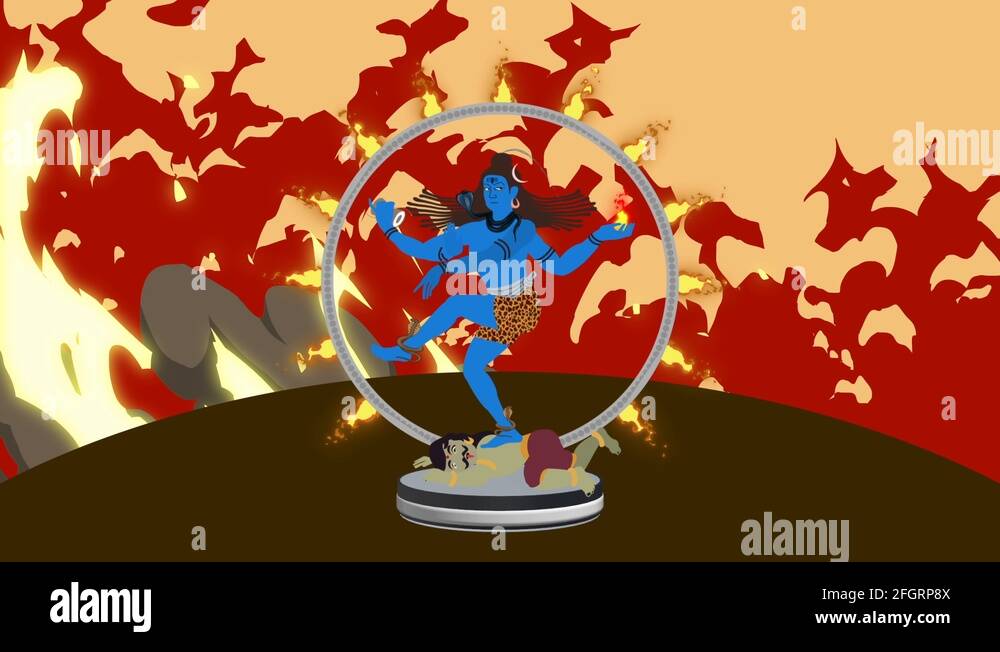 Lord Shiva Standing on Apasmara and Dancing in a Ring of Fire Stock ...